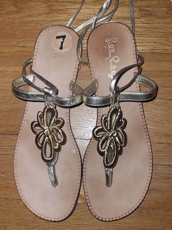 Lilly Pulitzer | Shoes | Lilly Pulitzer Gold Pier Gladiator Sandals ...
